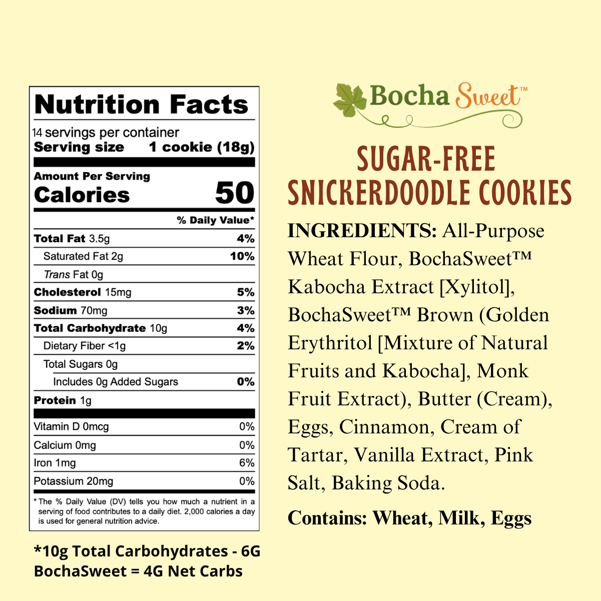 14 SUGAR-FREE SNICKERDOODLE COOKIES (10 OZ) – BochaSweet